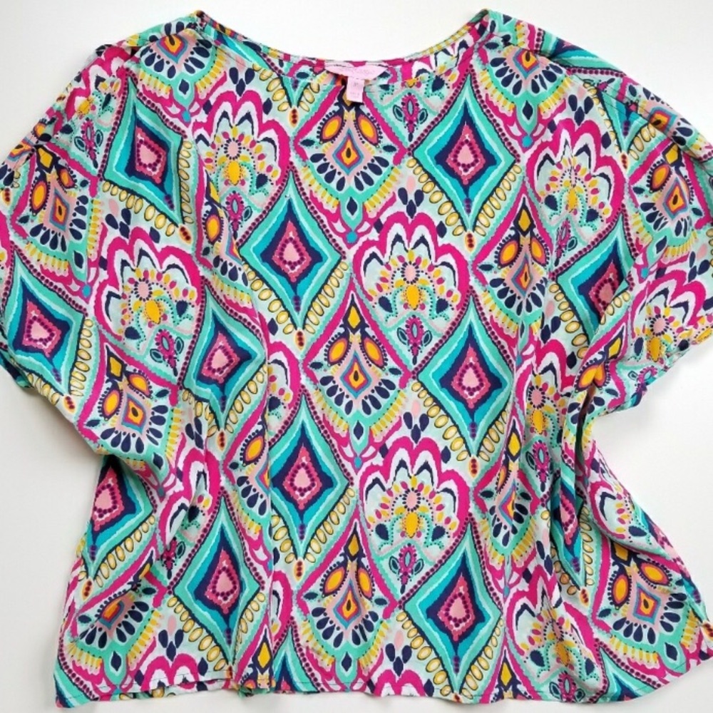 Lilly Pulitzer Crown Jewels Trace Silk Cold Shoulder … - Gem